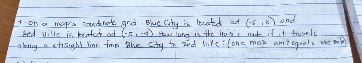 4. On a map's coordinate grid, Blue City is | StudyX