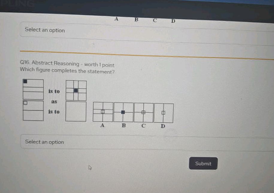 Q16. Abstract Reasoning - worth 1 point | StudyX