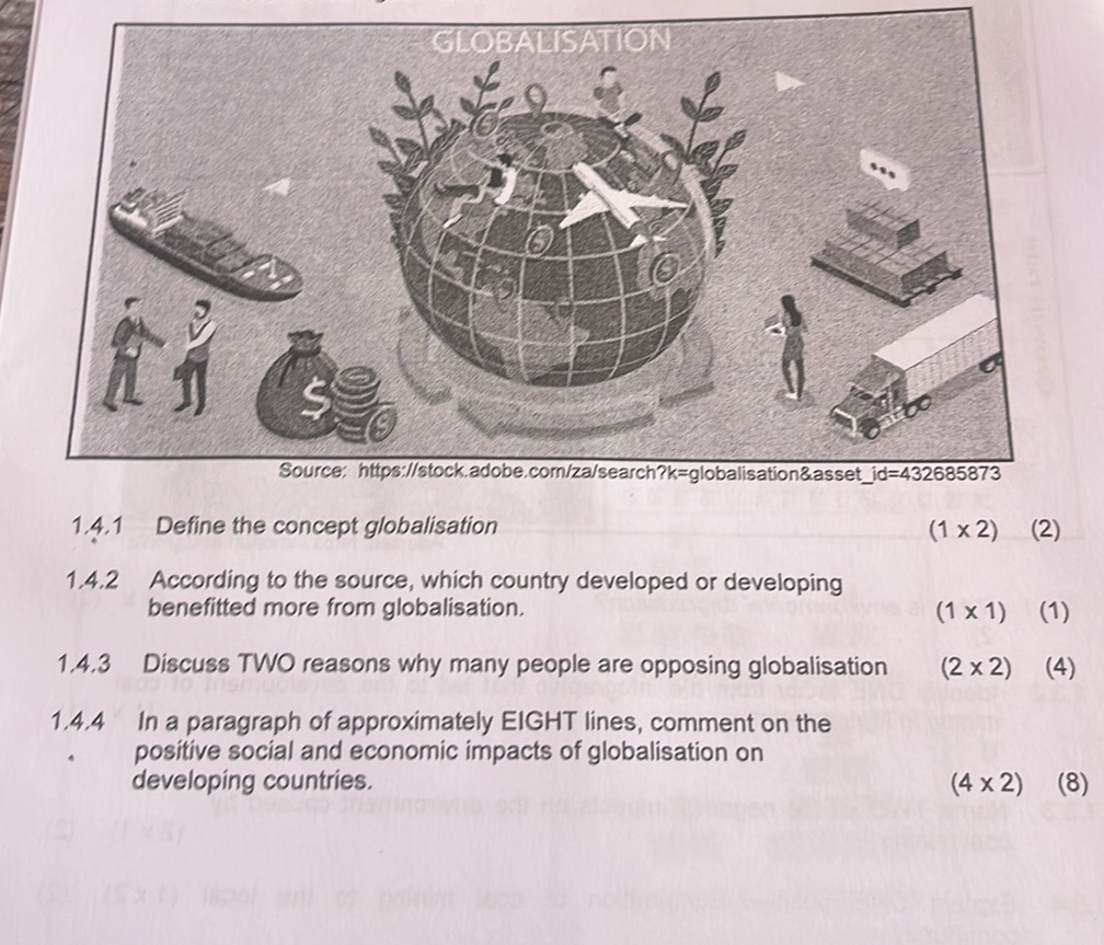 1.4.1 Define the concept globalisation | StudyX