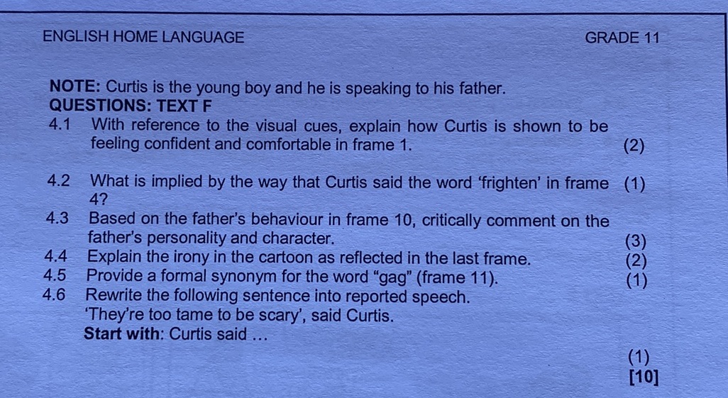 ENGLISH HOME LANGUAGE GRADE 11 NOTE: Curtis | StudyX