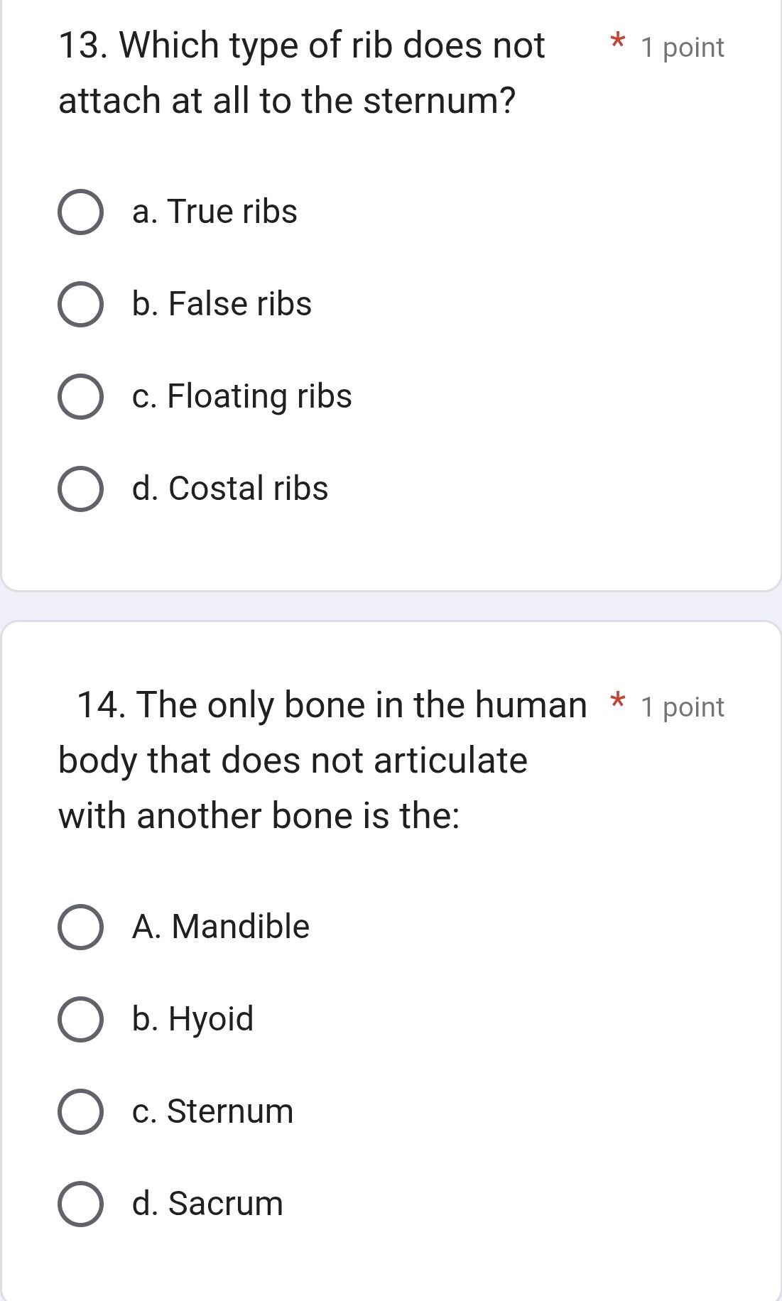 13. Which type of rib does not attach at all | StudyX