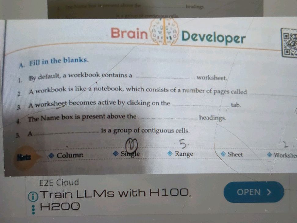 Brain Developer A. Fill in the blanks. 1. By | StudyX
