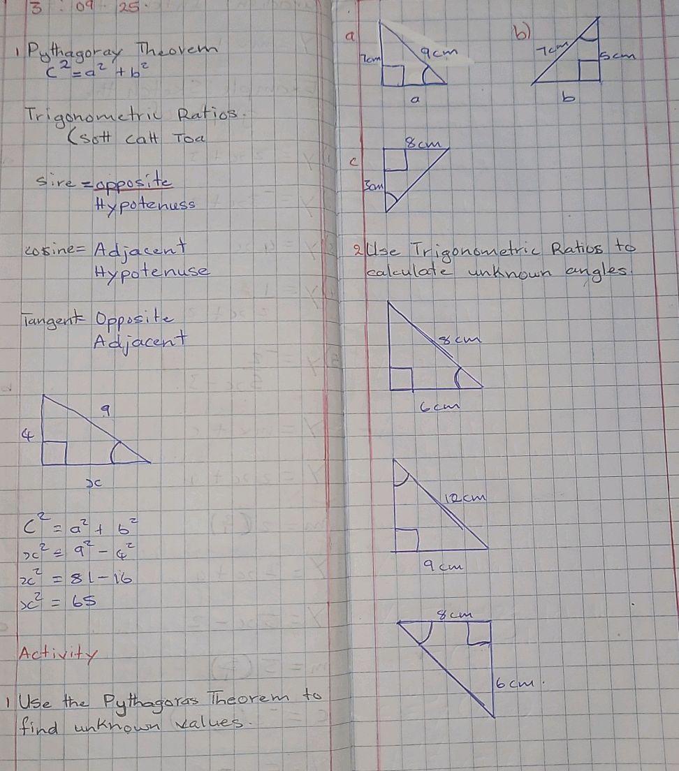1 Pythagoray Theorem $C^2 = a^2 + b^2$ | StudyX