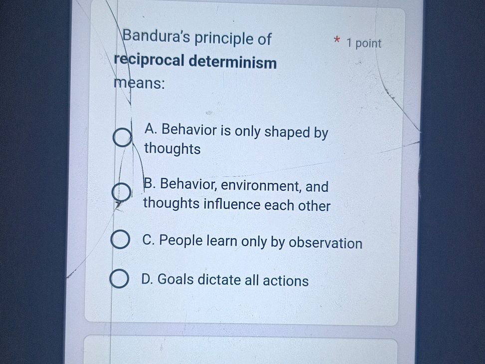 Bandura's principle of reciprocal | StudyX