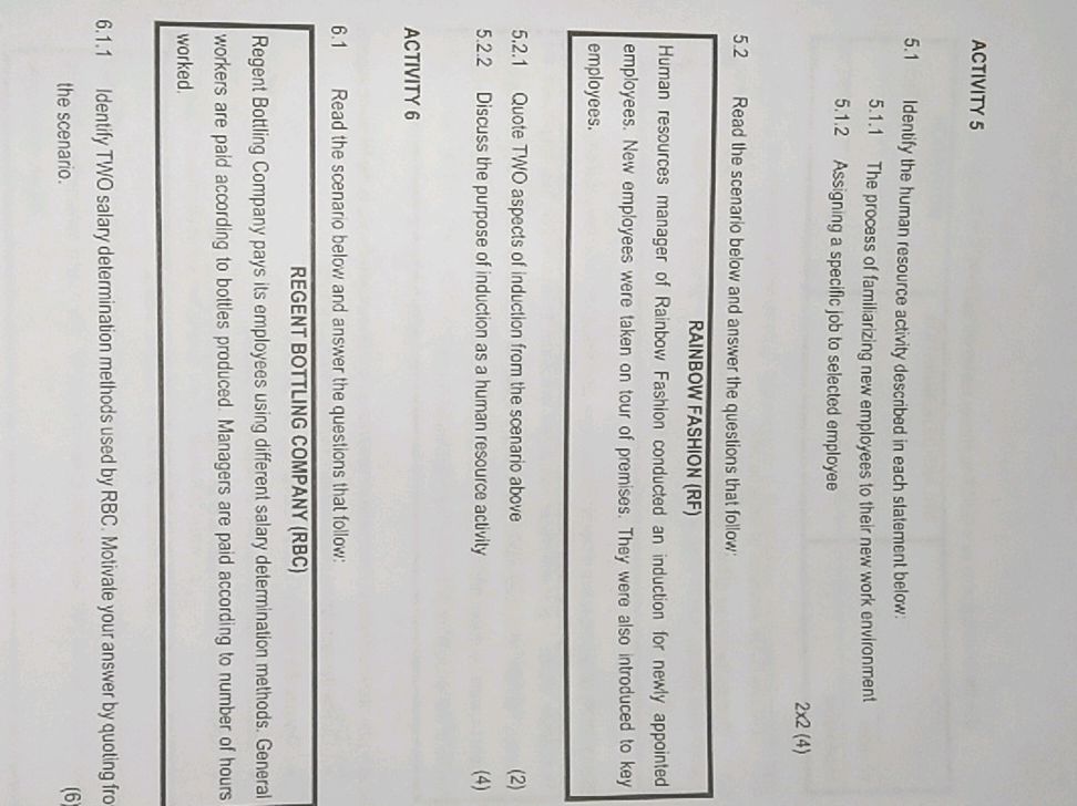 ACTIVITY 5 5.1 Identify the human resource | StudyX