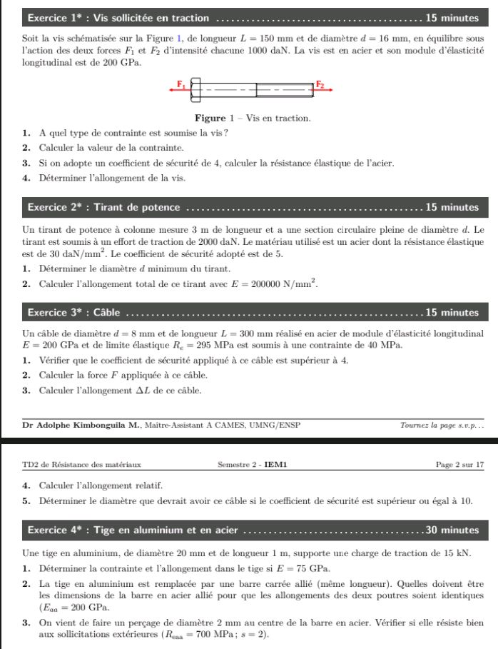 Exercice 1*: Vis sollicitée en traction | StudyX