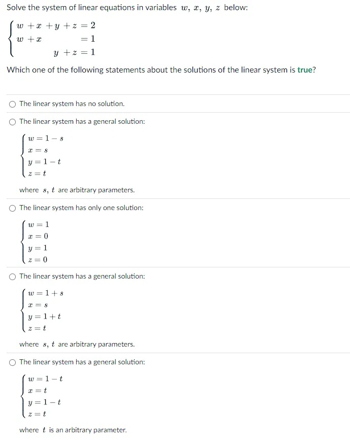 Solve the system of linear equations in | StudyX
