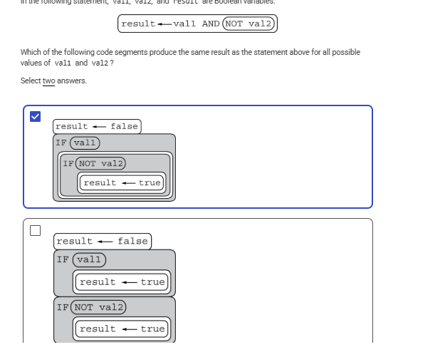 In the following statement val1 val2 and | StudyX