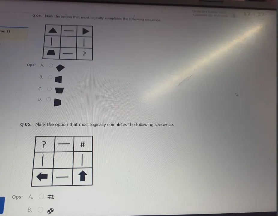 Q04 Mark the option that most logically | StudyX