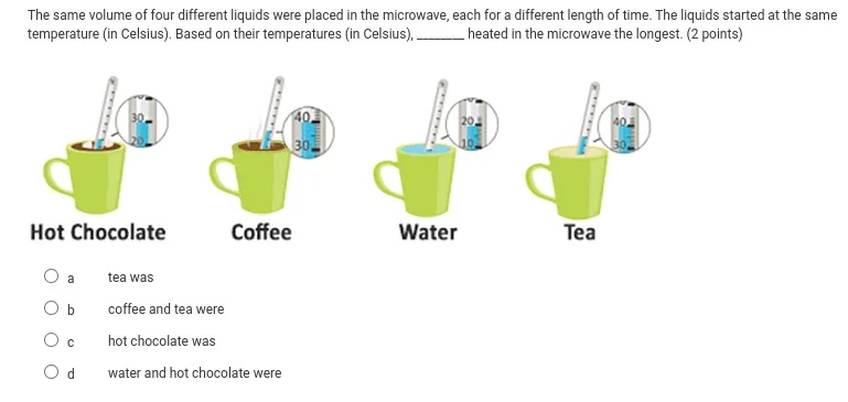 The same volume of four different liquids | StudyX