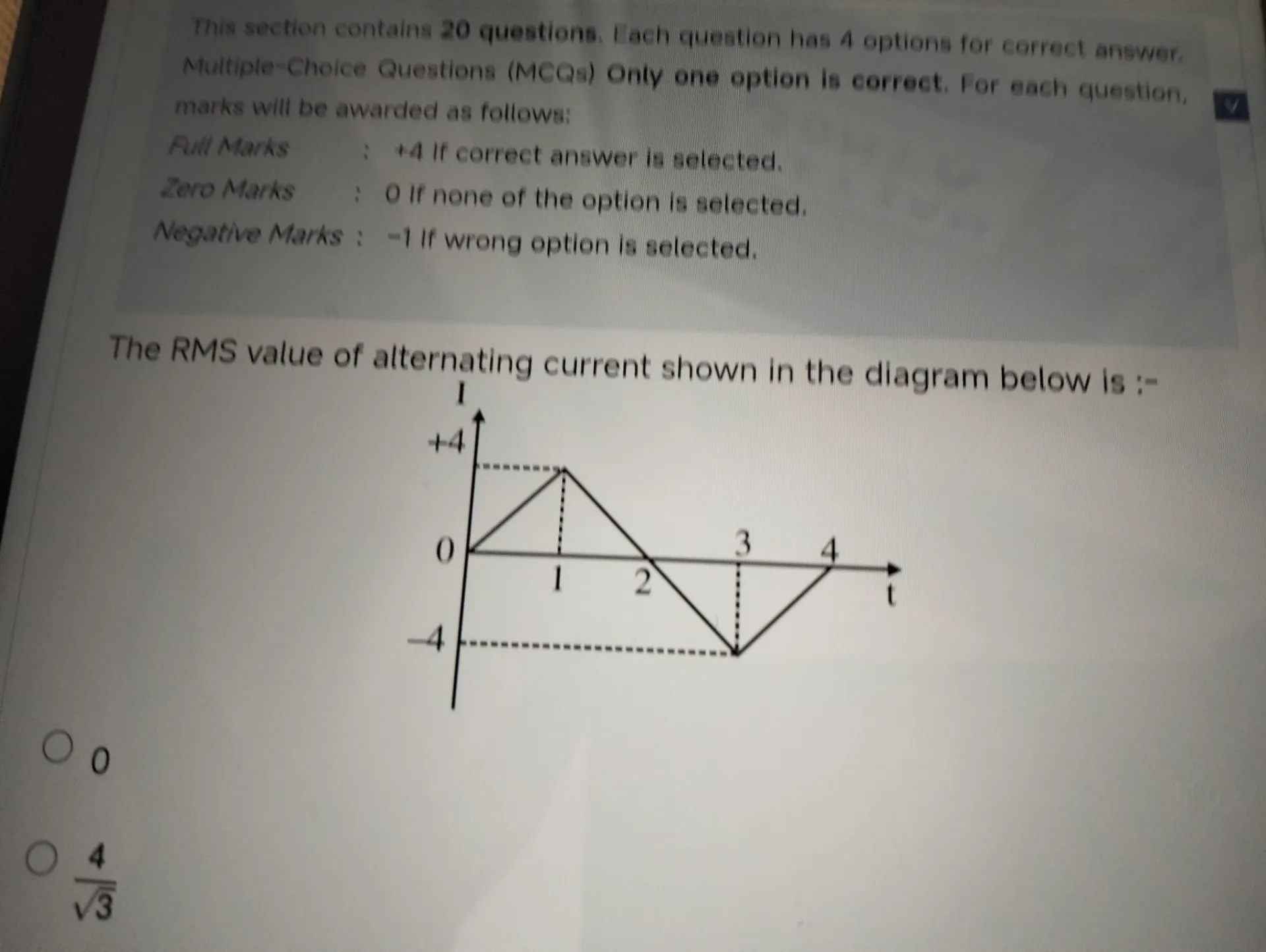 The RMS value of alternating current shown | StudyX
