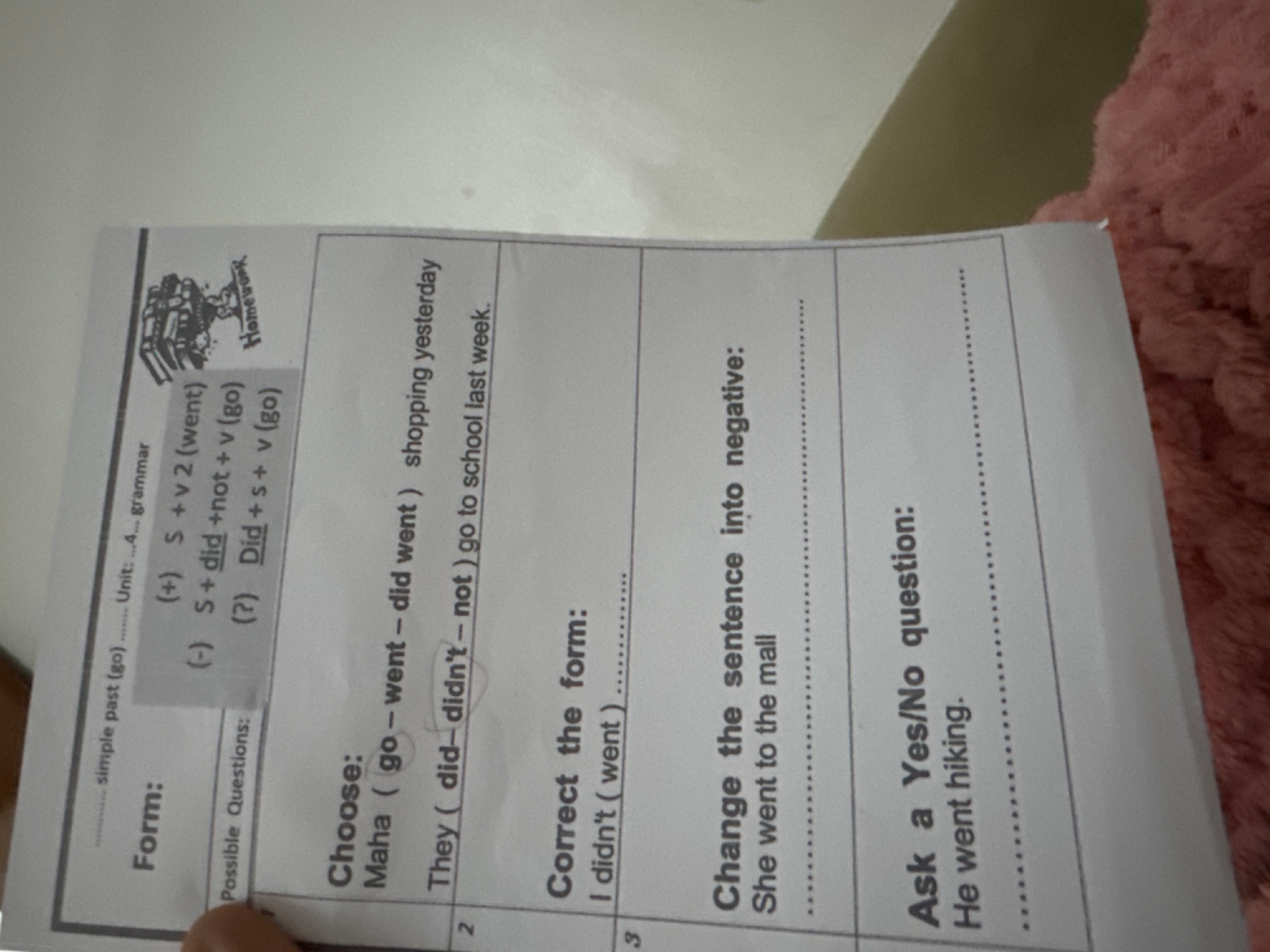 simple past (go) Unit 4 grammar Form (+) S + | StudyX