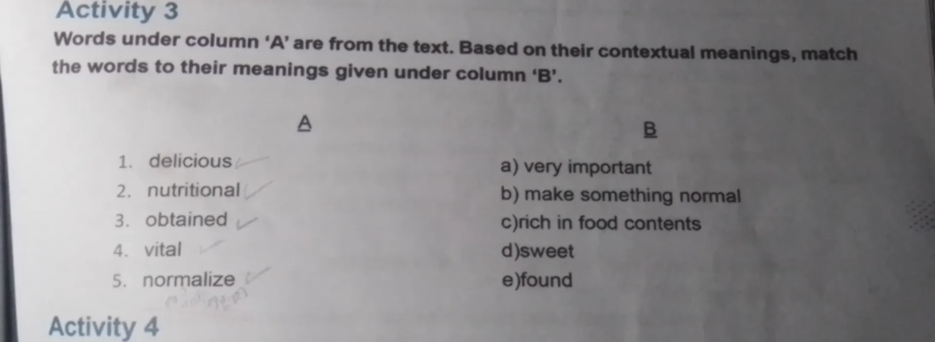 Activity 3Words under column A are from the | StudyX