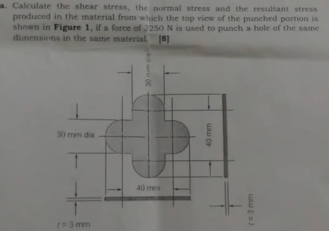 a Calculate the shear stress the normal | StudyX