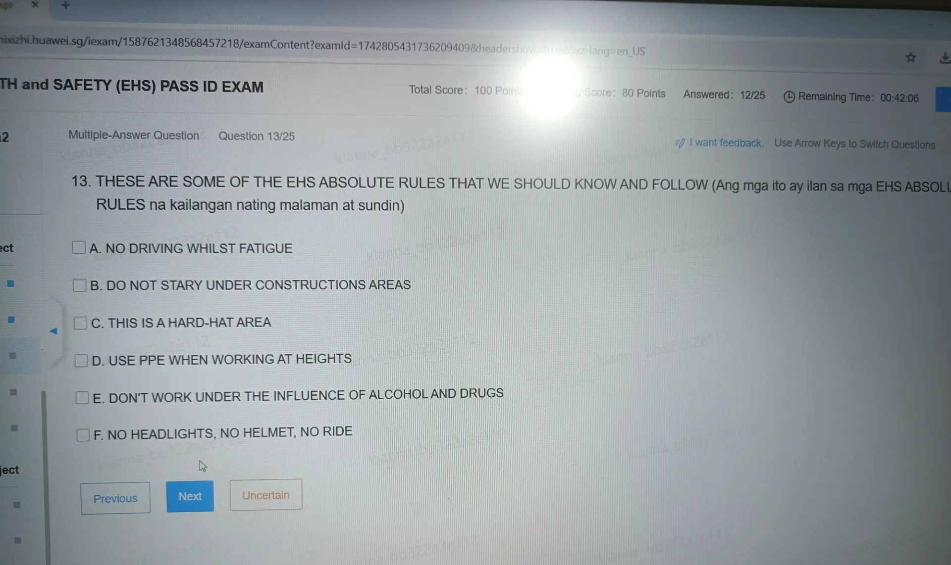 13 THESE ARE SOME OF THE EHS ABSOLUTE RULES | StudyX