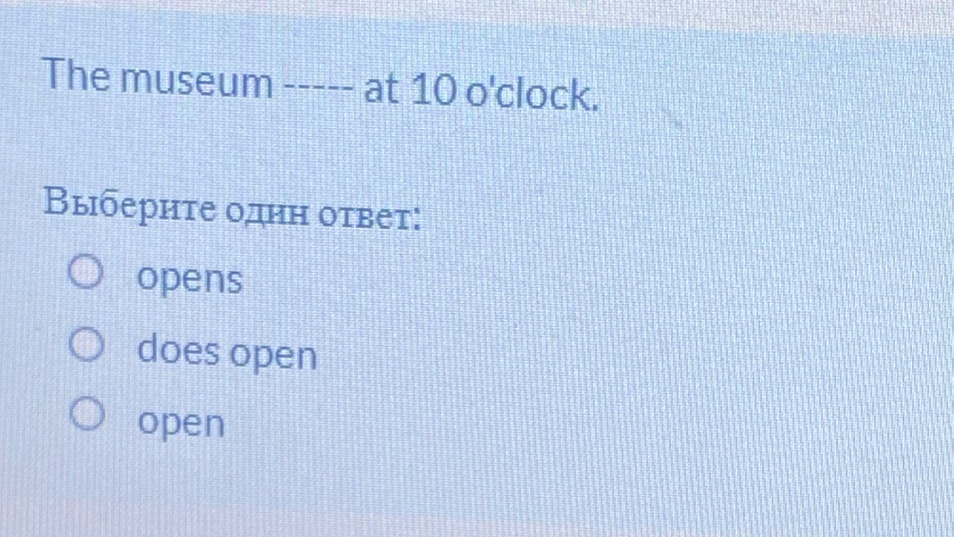 The museum ----- at 10 oclock opens does | StudyX