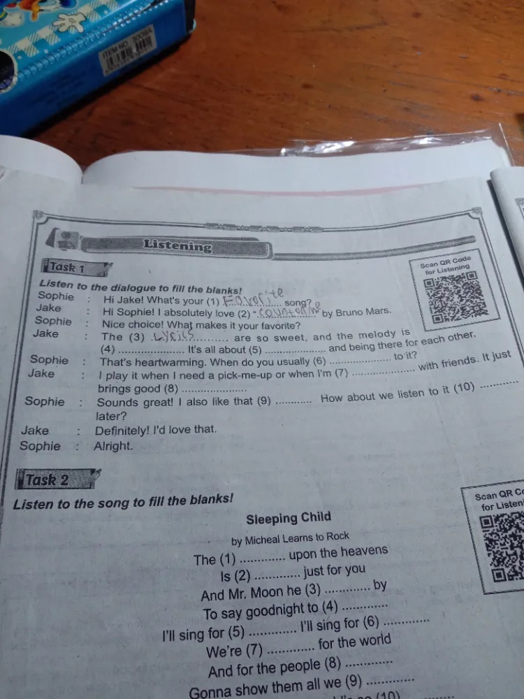 Task 1 Listen to the dialogue to fill the | StudyX