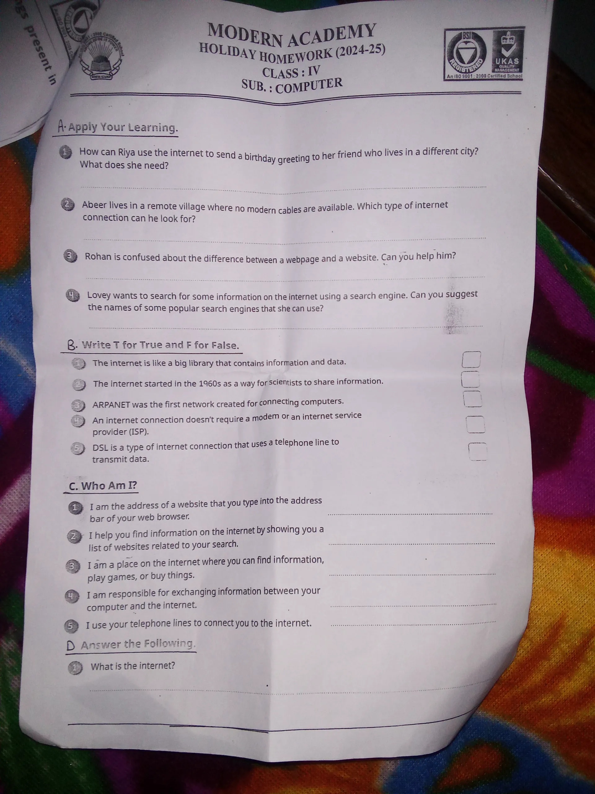 A- Apply Your Learning 1 How can Riya use | StudyX