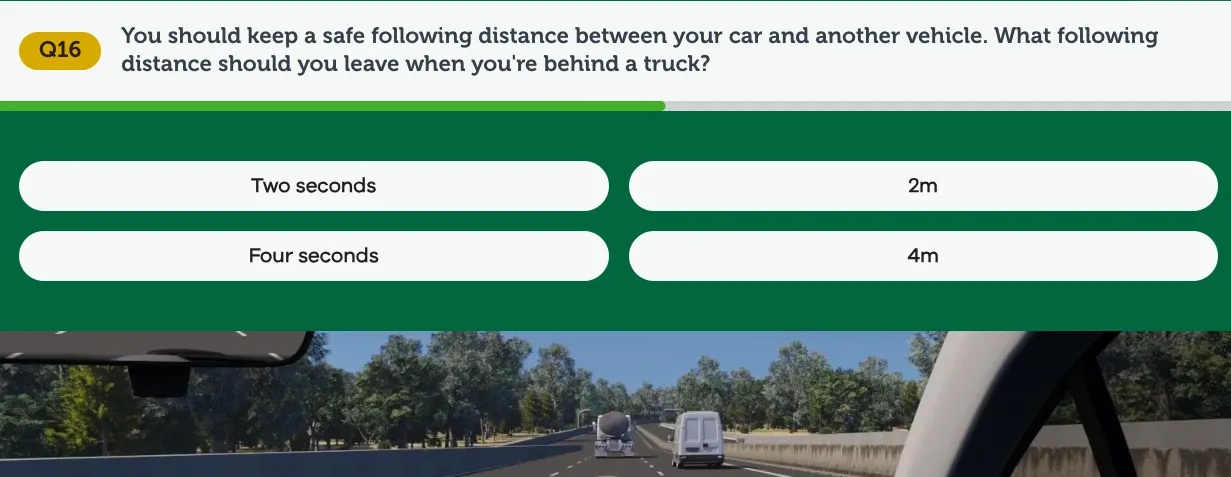 Q16 You should keep a safe following | StudyX