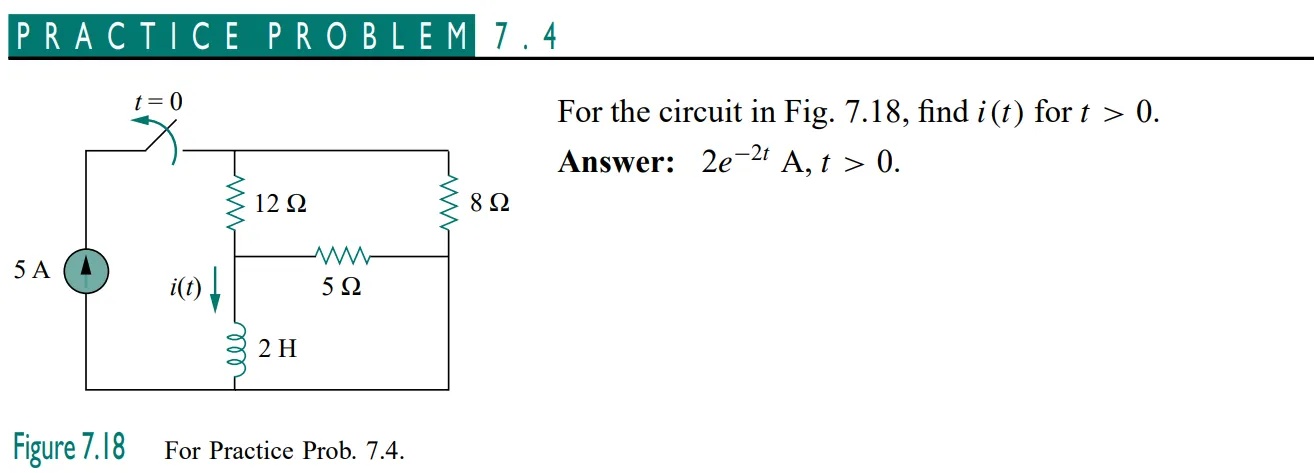 For the circuit in Fig 718 find i(t) for t0 | StudyX