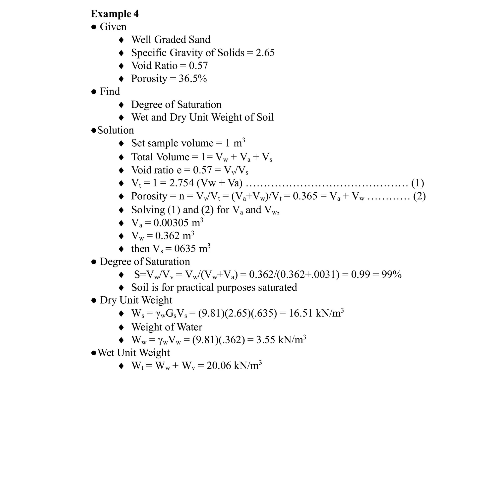 Example 4 Given Well Graded Sand Specific | StudyX