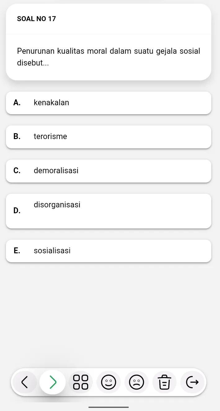 SOAL NO 17 Penurunan kualitas moral dalam | StudyX