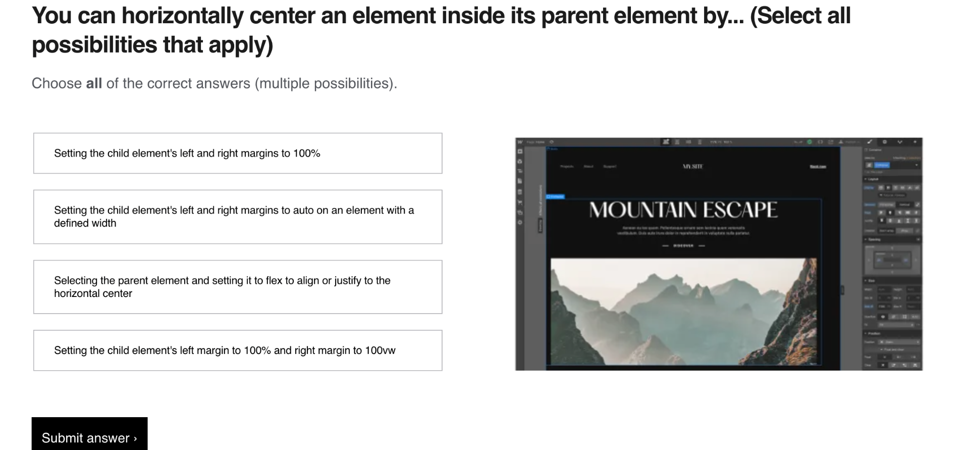 You can horizontally center an element | StudyX