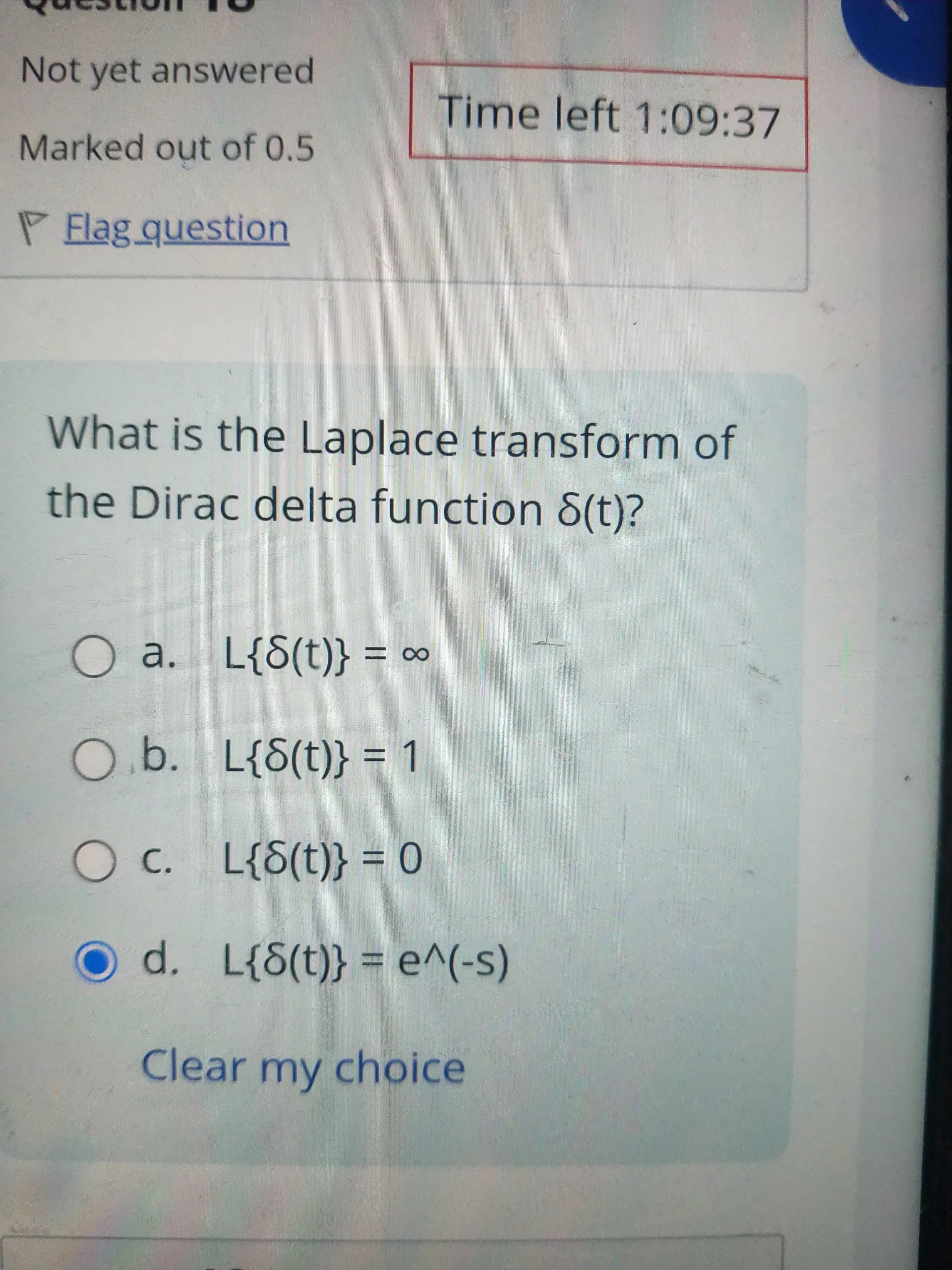 What is the Laplace transform of the Dirac | StudyX