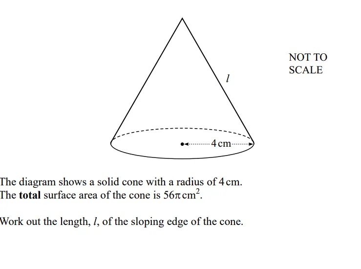 The diagram shows a solid cone with a radius | StudyX