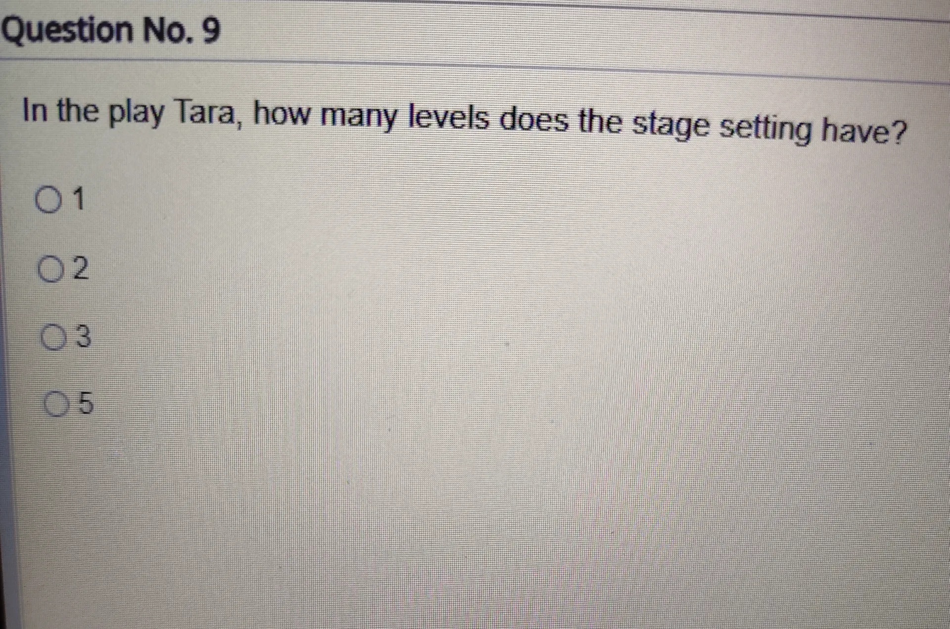 Question No 9 In the play Tara how many | StudyX