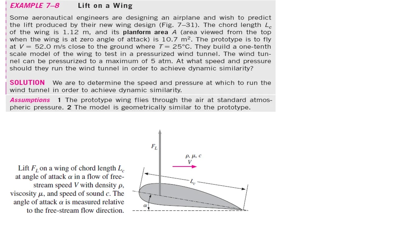 EXAMPLE 7-8 Lift on a Wing Some aeronautical