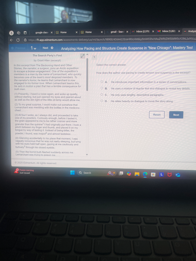 How does the author use pacing to create | StudyX