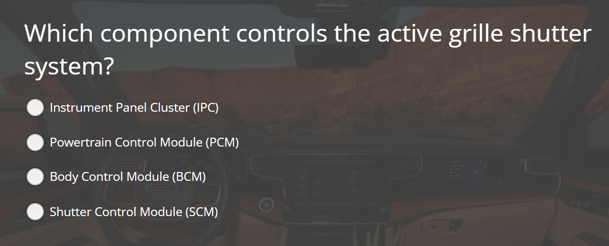 Which component controls the active grille | StudyX