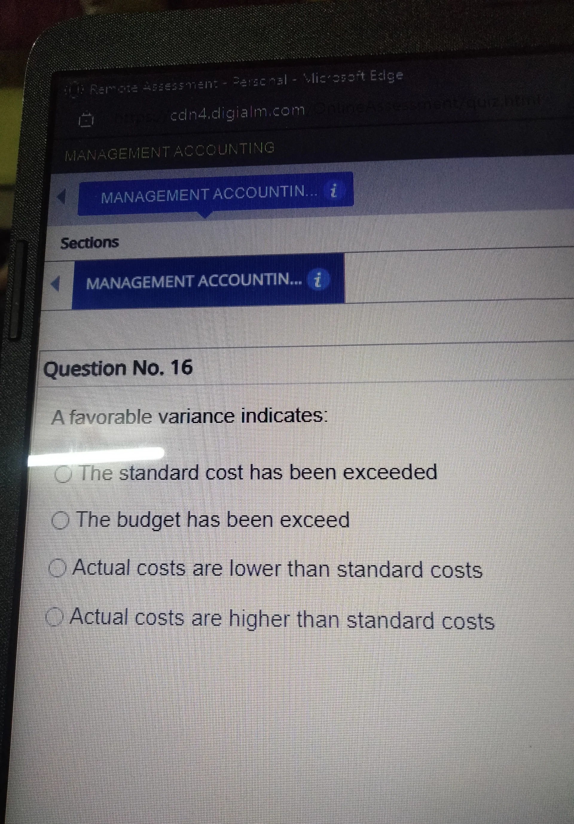 Question No 16 A favorable variance | StudyX