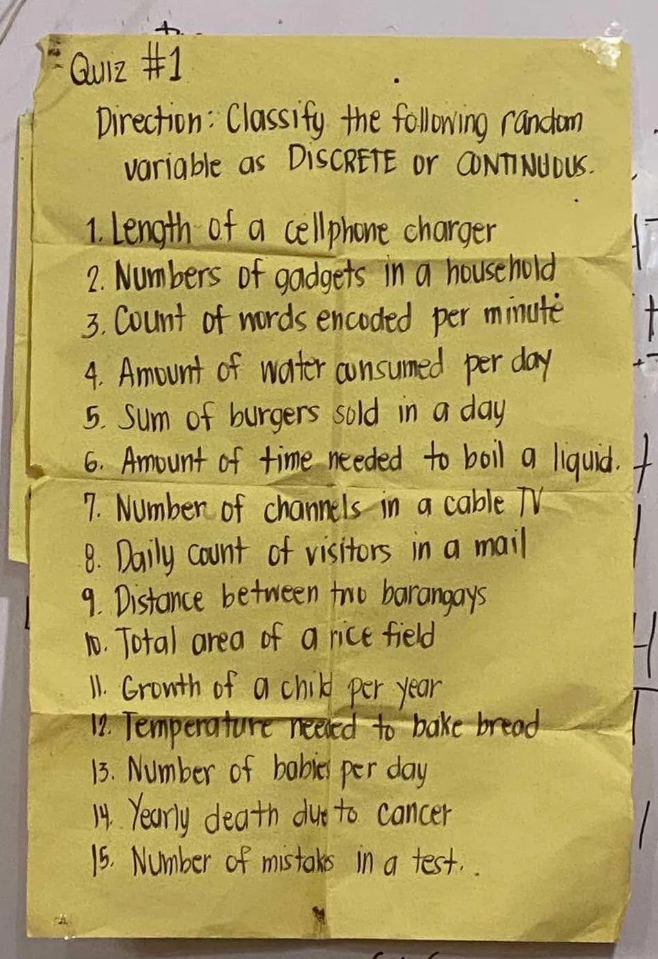 Quiz 1Direction Classify the following | StudyX