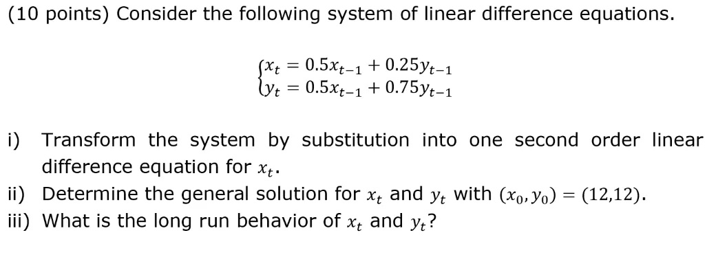 (10 points) Consider the following system of | StudyX