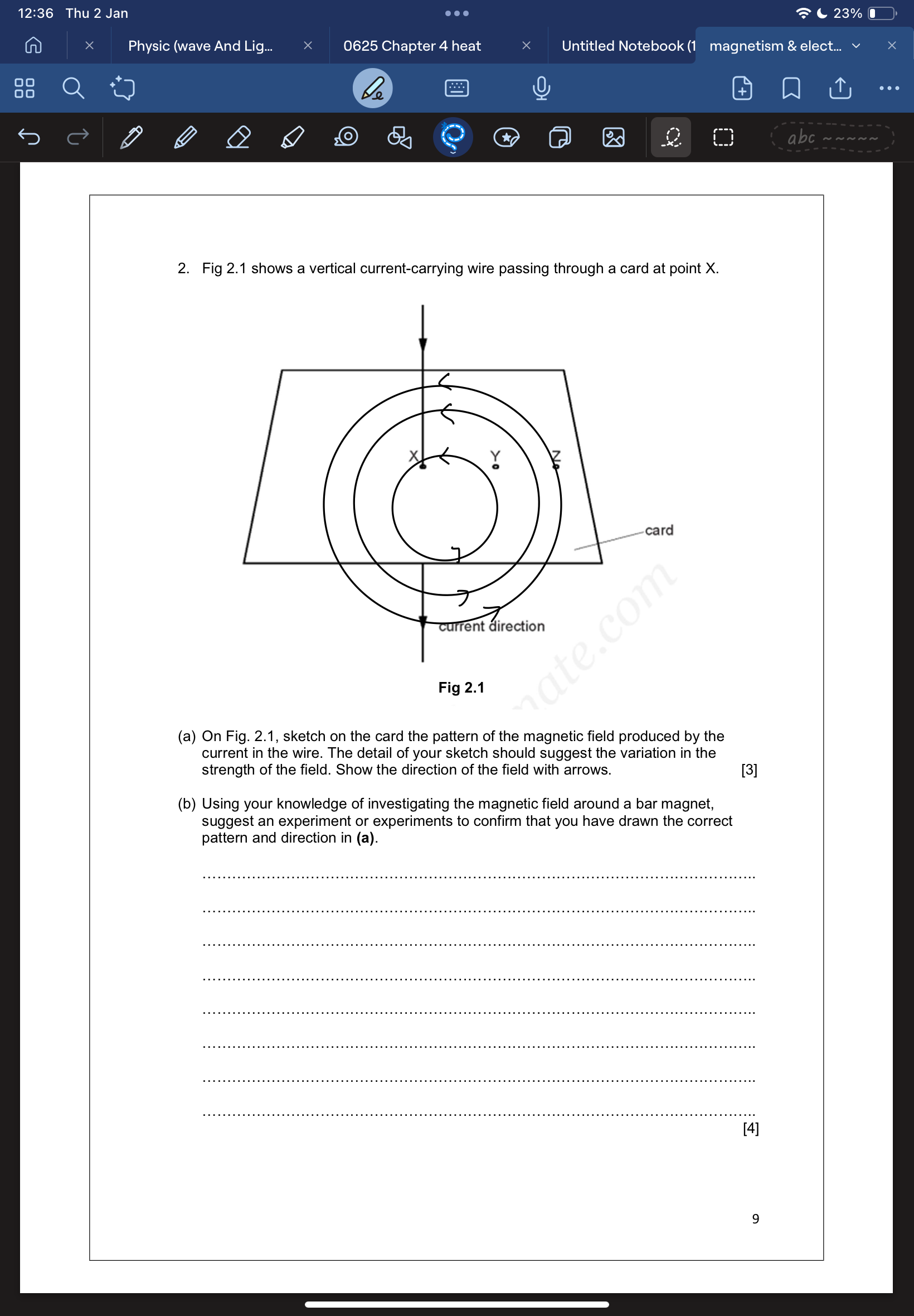 2 Fig 21 shows a vertical current-carrying | StudyX