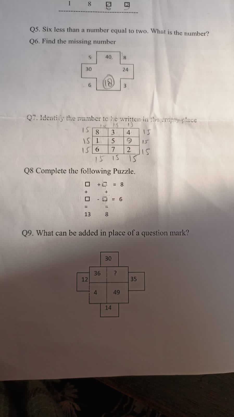 Q5 Six less than a number equal to two What | StudyX