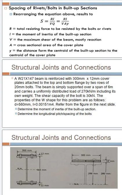 Spacing of Rivets/Bolts in Built-up Sections | StudyX
