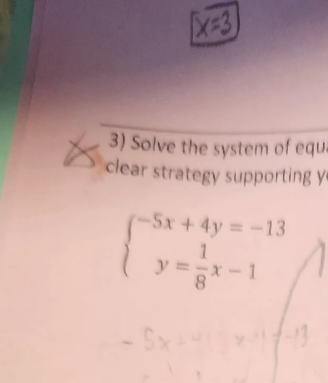 3) Solve the system of equations Show your | StudyX