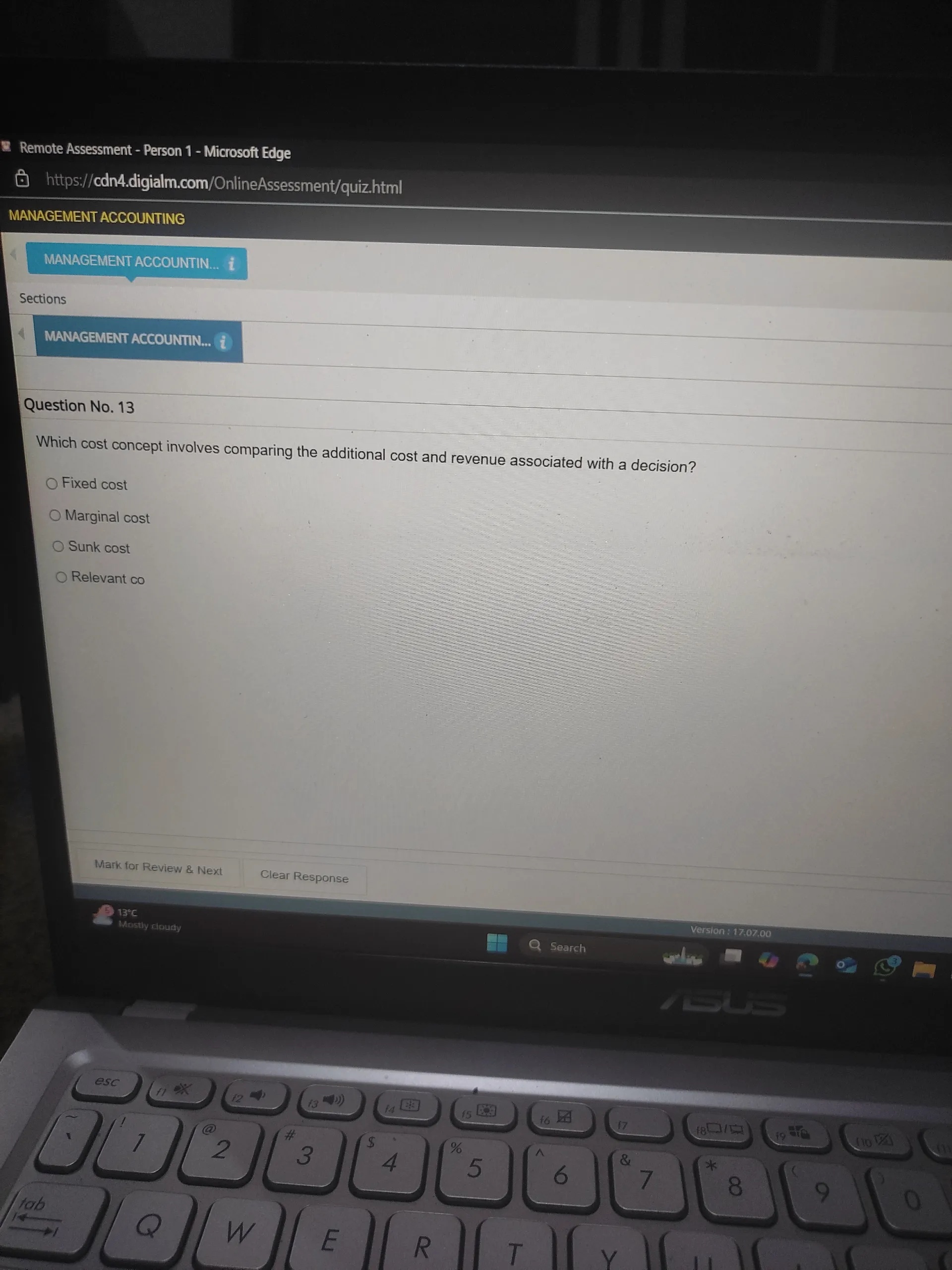 Question No 13 Which cost concept involves | StudyX