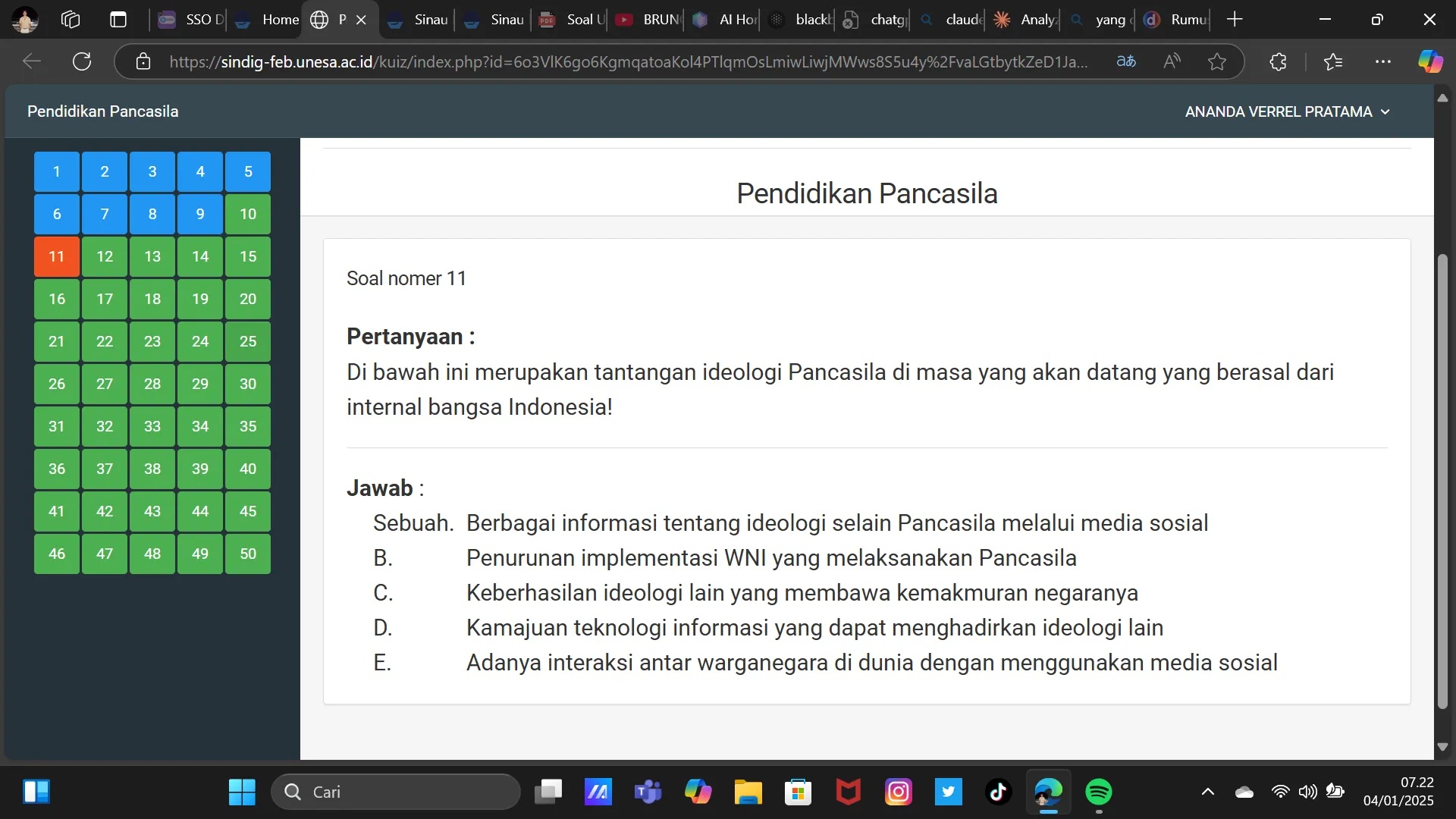 Soal nomer 11 Pertanyaan Di bawah ini | StudyX
