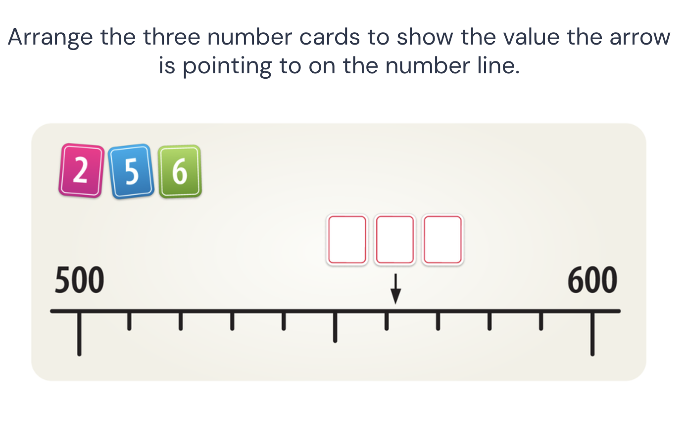 Arrange the three number cards to show the