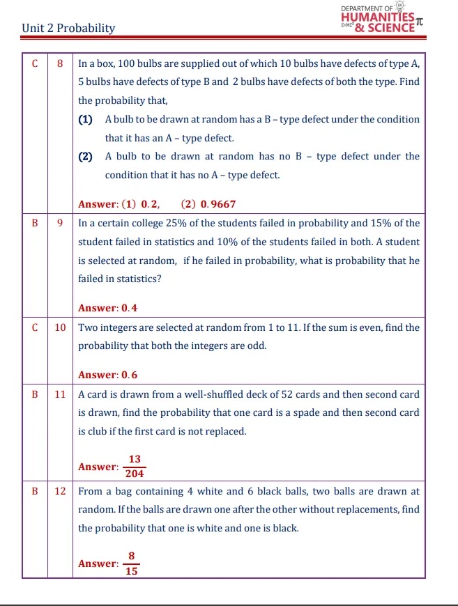 Unit 2 Probability C 8 In a box 100 bulbs | StudyX