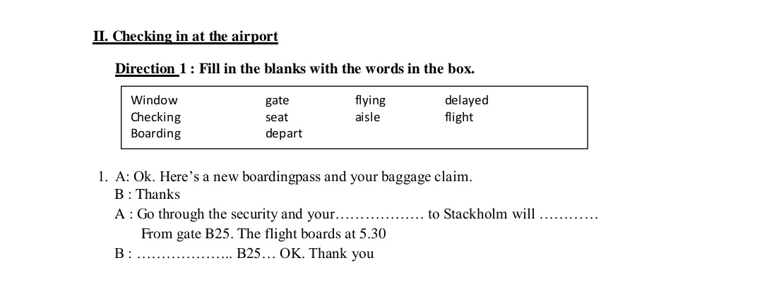 II Checking in at the airport Direction 1 | StudyX