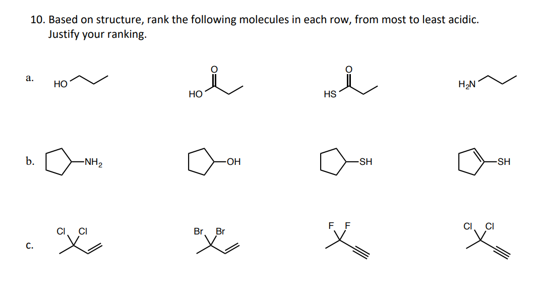 10 Based on structure rank the following | StudyX