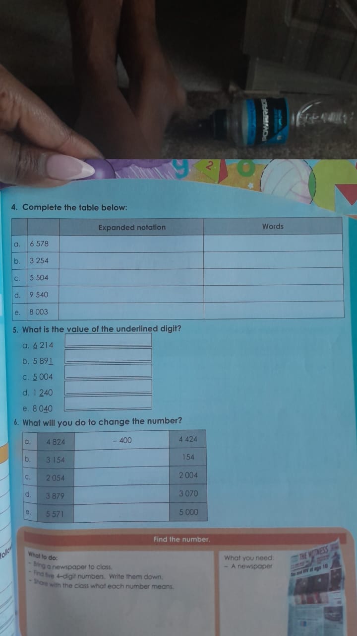 4 Complete the table below Expanded notation | StudyX