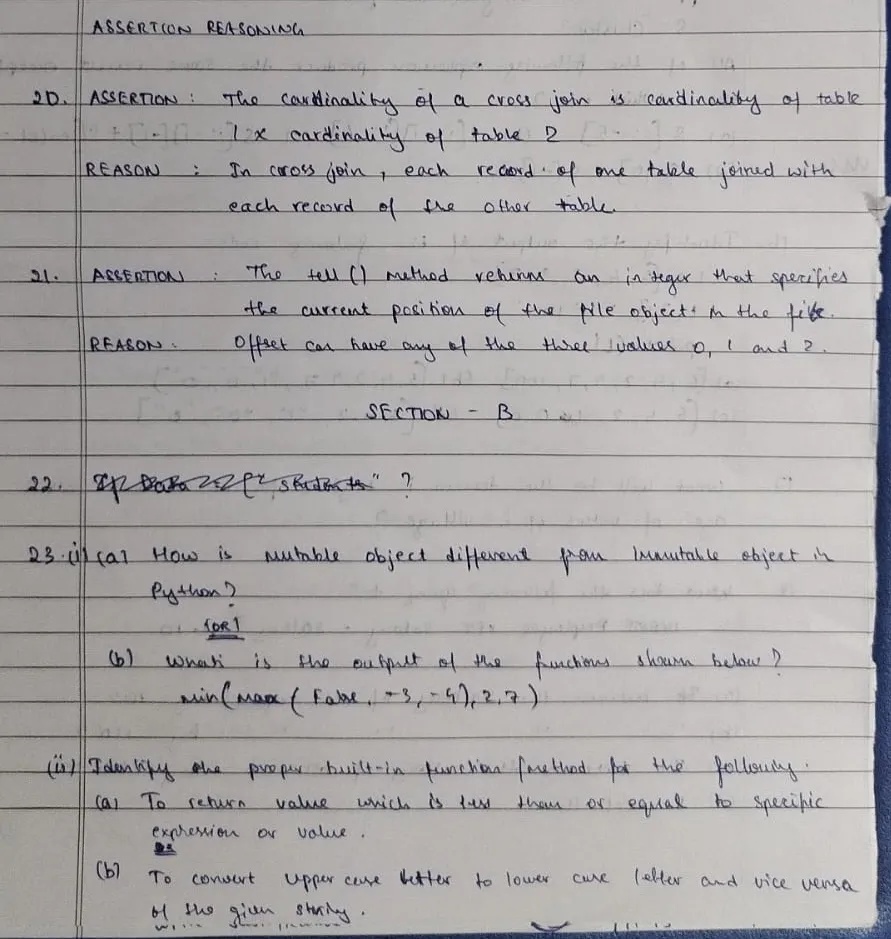 2D ASSERTION The cardinality of a cross join | StudyX