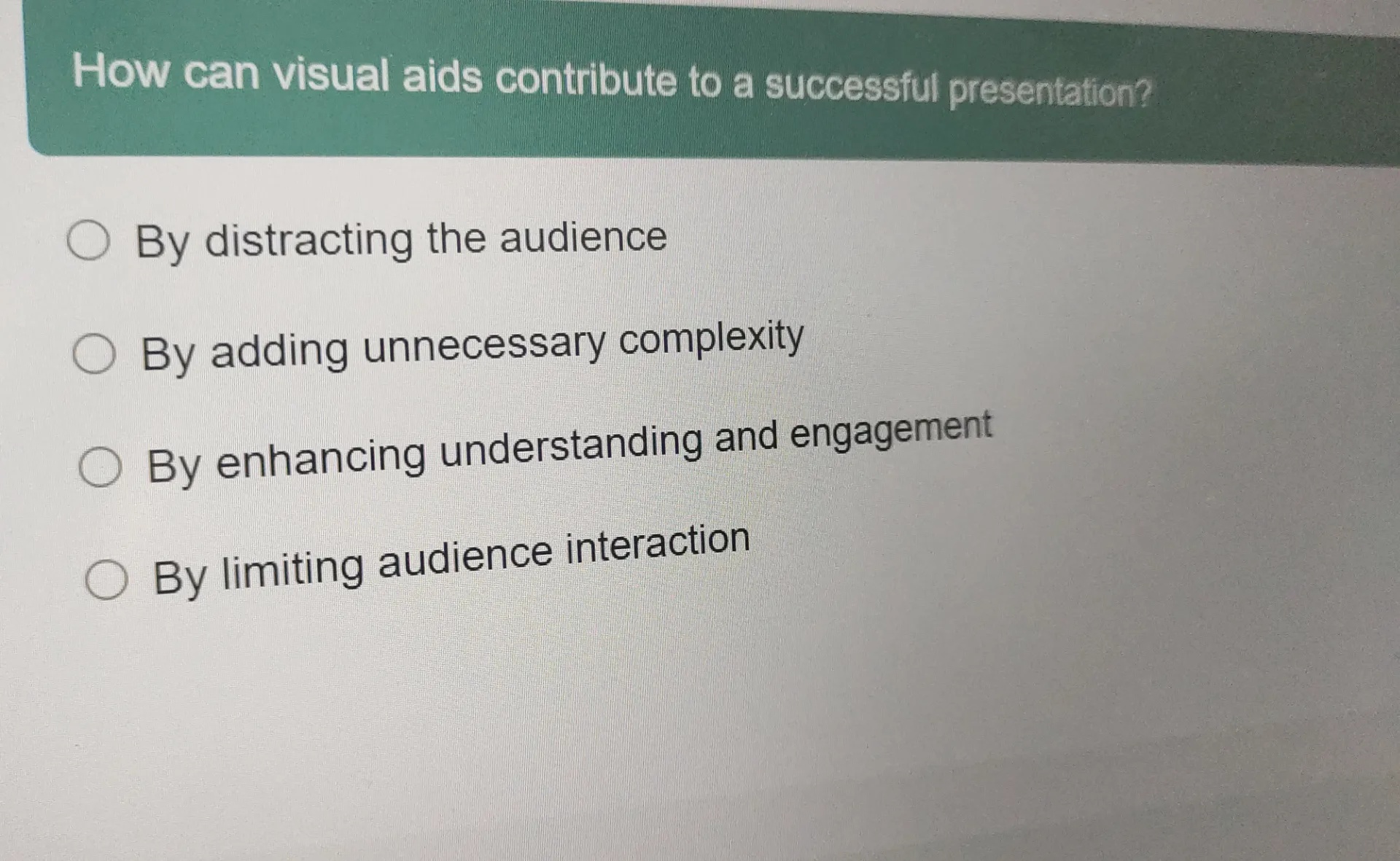 How can visual aids contribute to a | StudyX