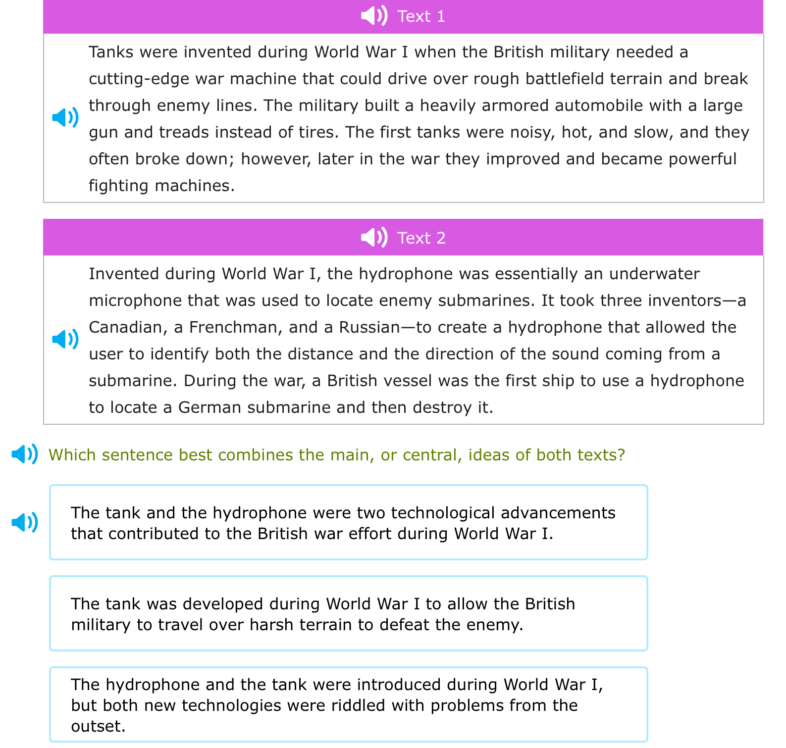 Text 1 Tanks were invented during World War | StudyX
